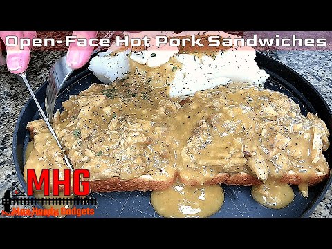 Delicious Open-Face Hot Pork Sandwiches with Mashed Potatoes and Gravy