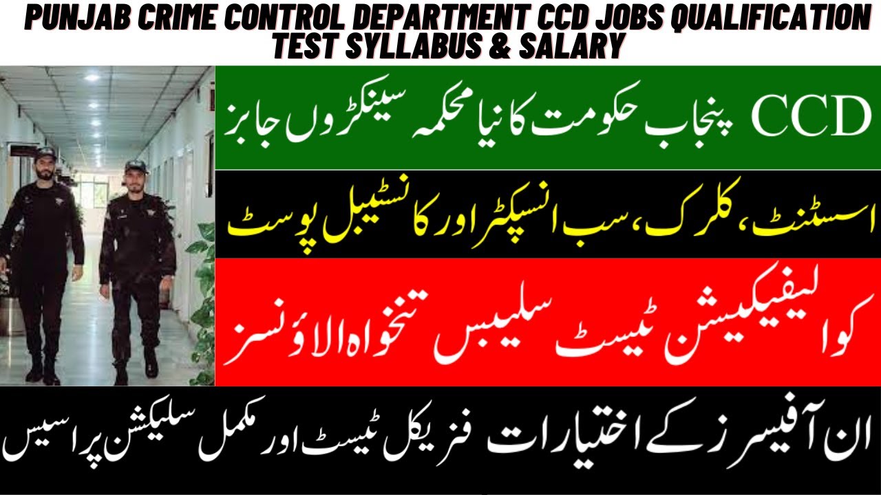 Crime Control Department Jobs| CCD Jobs 2025| CCD Jobs Qualification ...