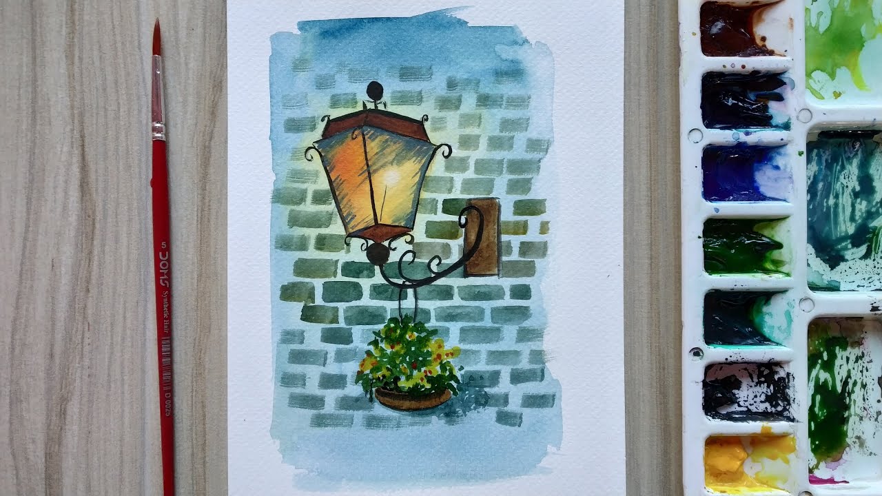 Step by Step Watercolor Lantern Painting | watercolor painting ...
