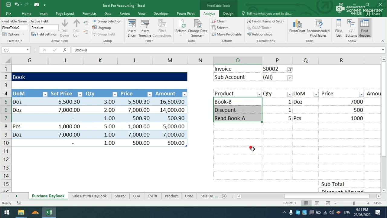 10 DayBook -(Excel for Accounting Multiple Users) - YouTube