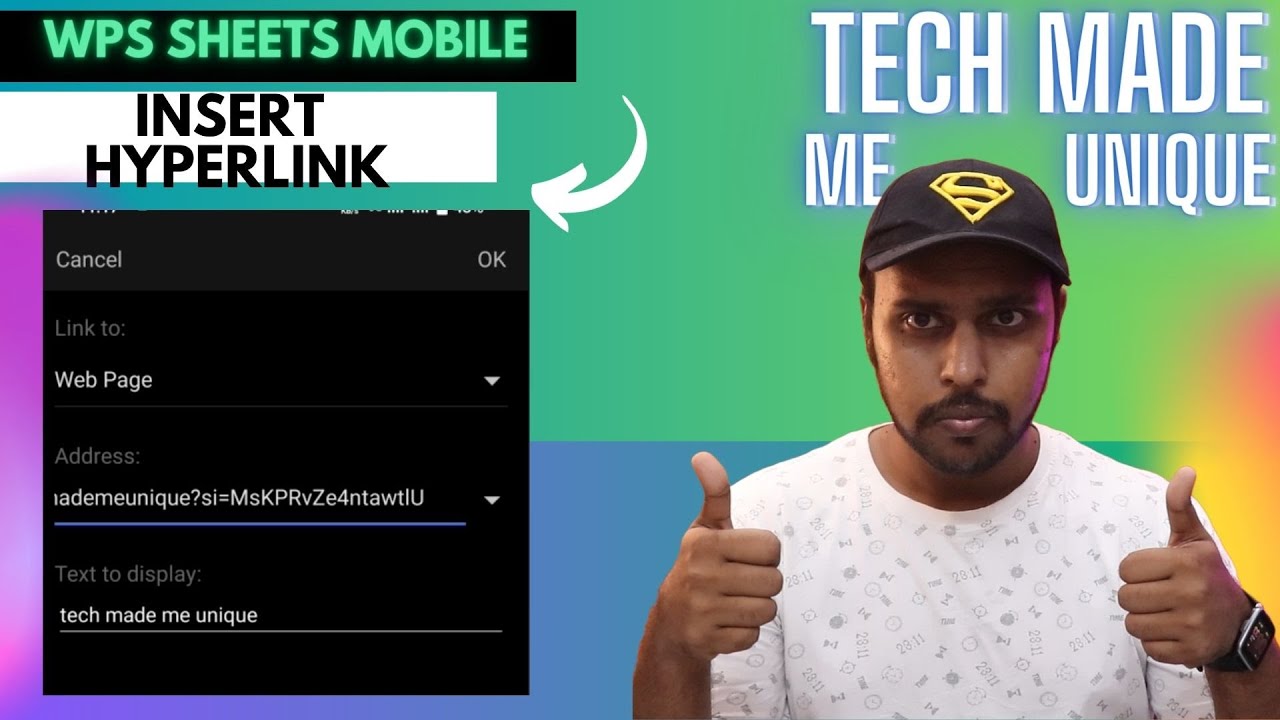 How to insert hyperlink in wps spreadsheets mobile - YouTube