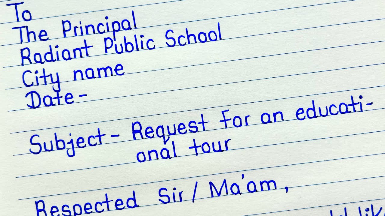 Application to the principal | Application for an educational tour ...