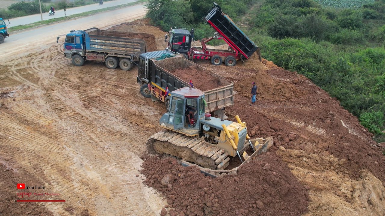 Power Dozer Equipment Moving Soils Working Machine Dump Truck Fly ...