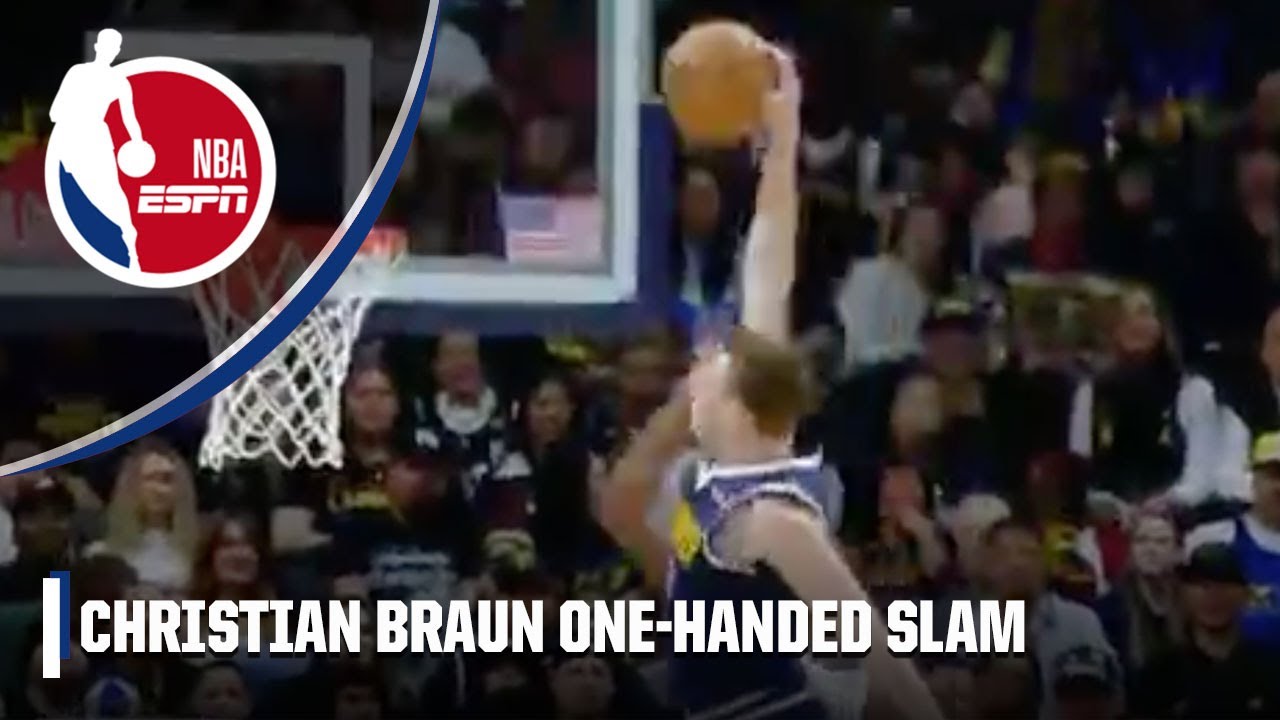 Christian Braun skies for impressive ONE-HANDED SLAM 💥 | NBA on ESPN ...