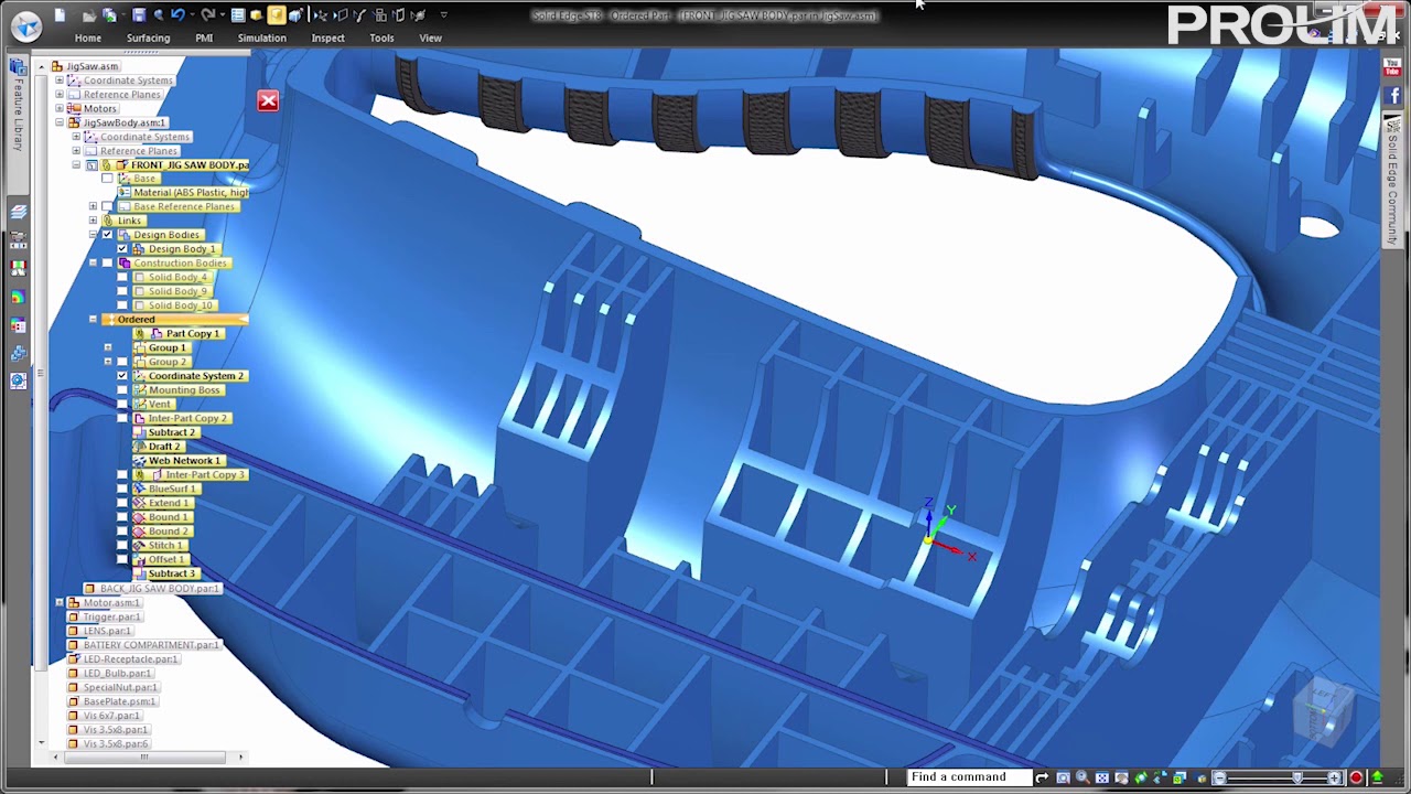 Plastic Part Design - Solid Edge - YouTube