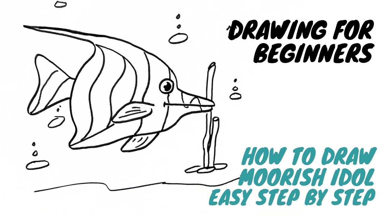 How to Draw A Moorish Idol Easy Step by Step | Fish Drawing for ...