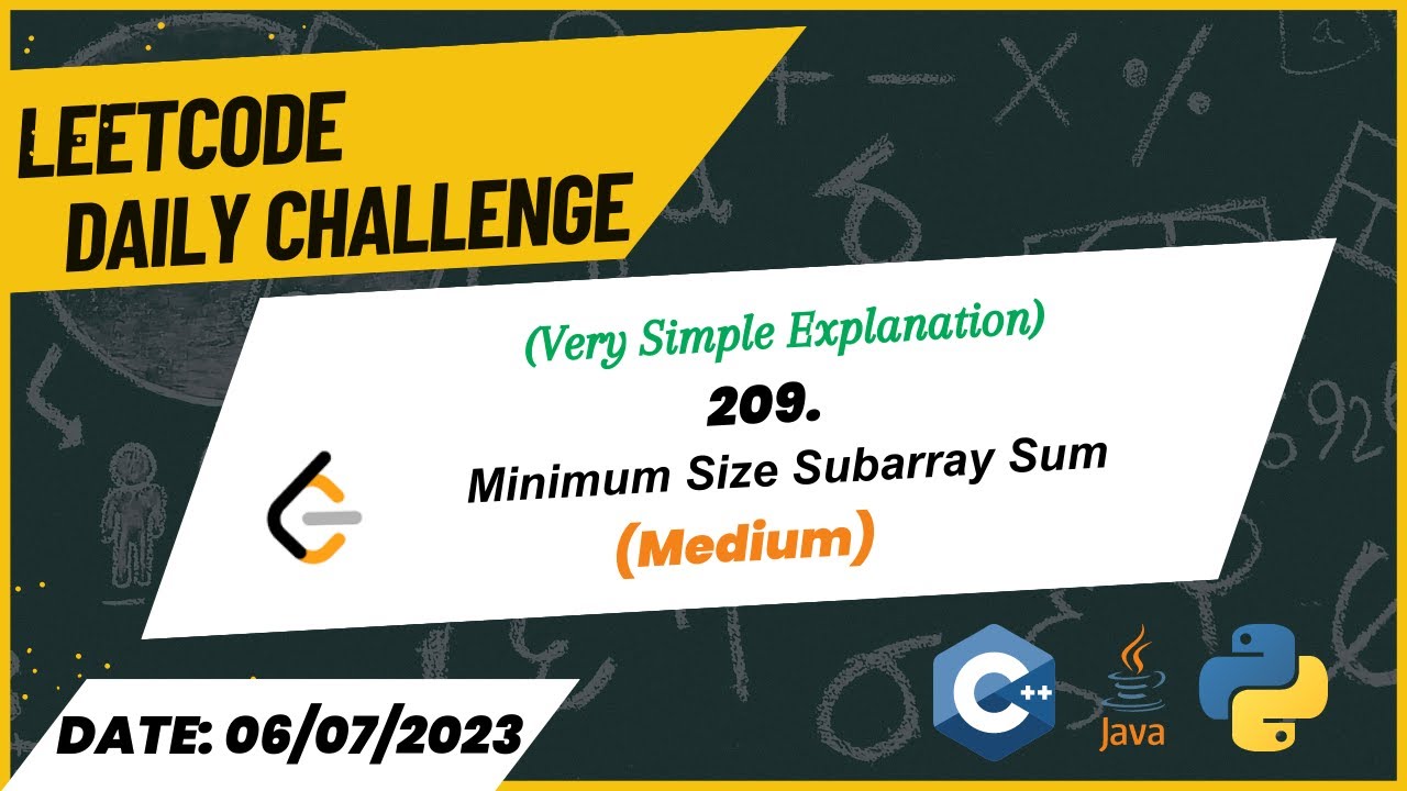 Minimum Size Subarray Sum(Leetcode daily challenge) | sliding window ...