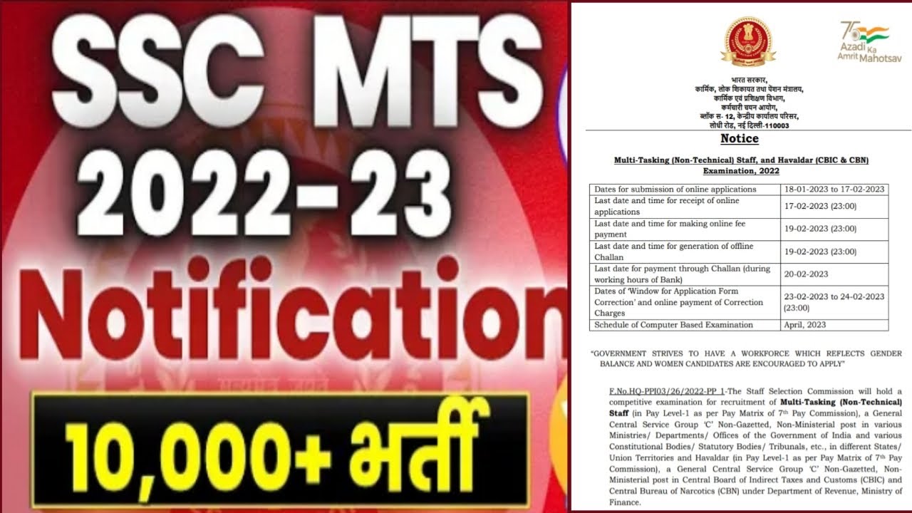 SSC MTS NOTIFICATION 2023 | SSC MTS NEW PATTERN, Syllabus, Form ...