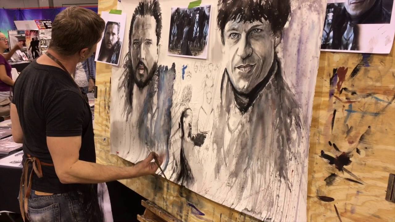 Amazing 2 handed artist Rob Prior with fans and Christian Kane - YouTube