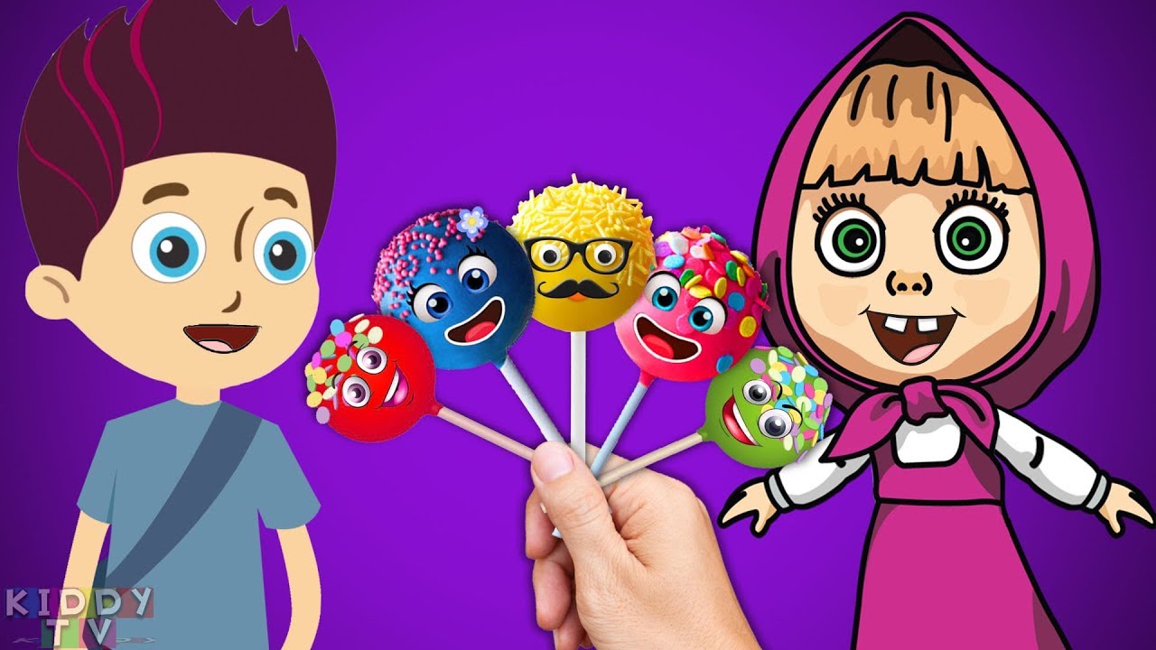 Learn Colors With Masha And Ryder With Colorful Cake Pop Finger Family ...