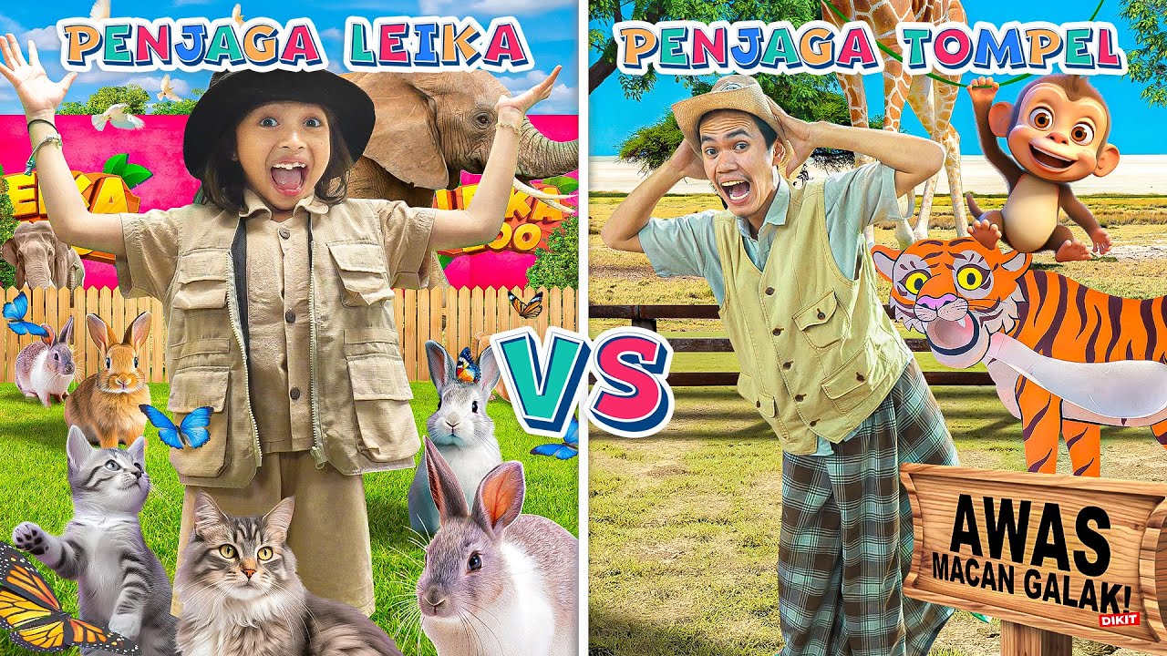 LEIKA VS TOMPEL JADI PENJAGA KEBUN BINATANG 😍 LEXIE KASIH MAKAN KELINCI & GAJAH - YouTube