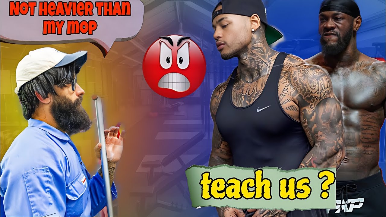 Proving bodybuilder wrong with 32KG mop !Anatoly gym prank - YouTube