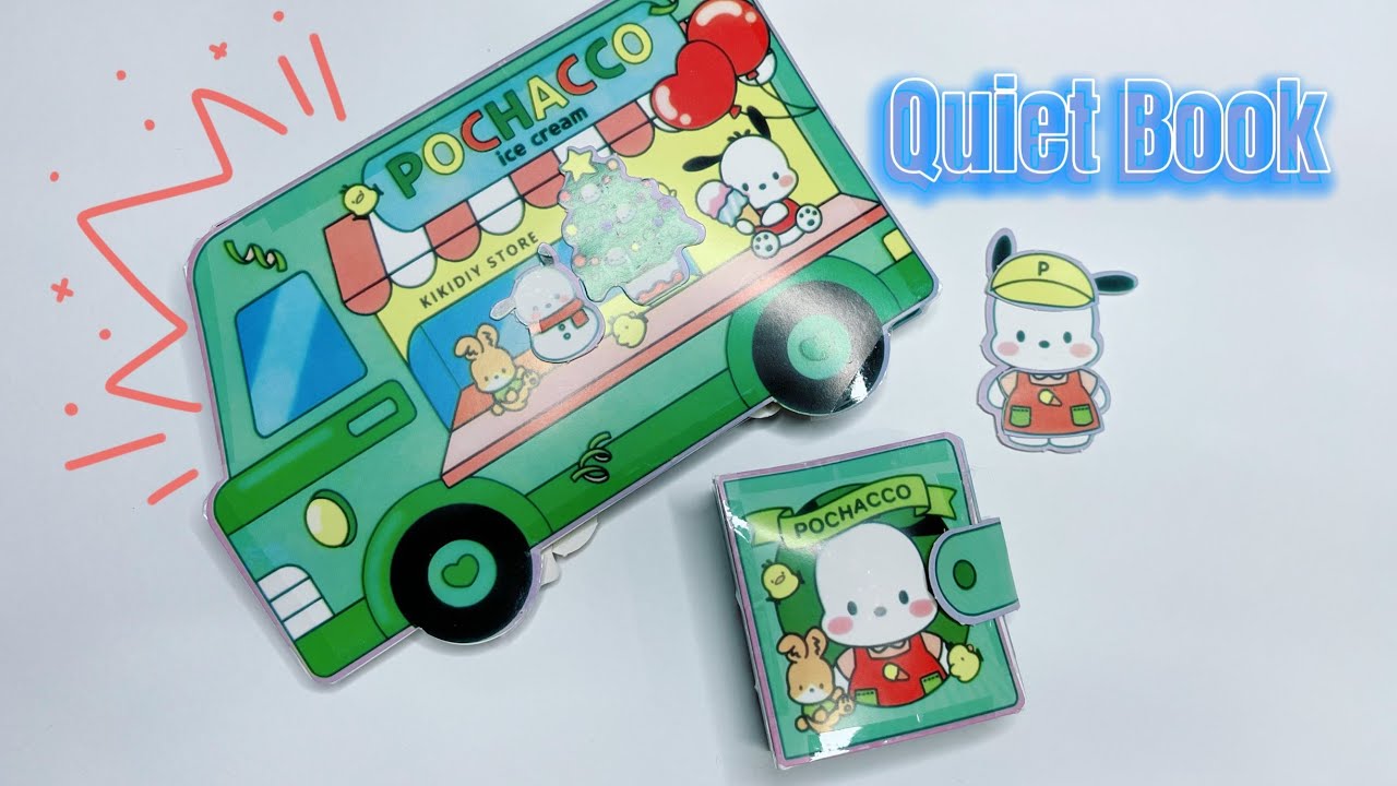 Pochacco Quiet Book Squishy book🤍Pochacco Ice cream Truck Quiet Book ...