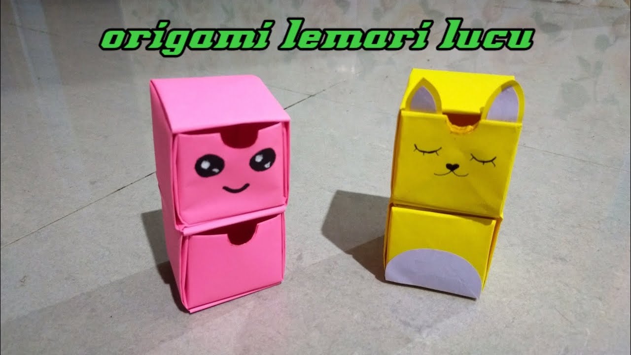 cara membuat origami lemari lucu - YouTube