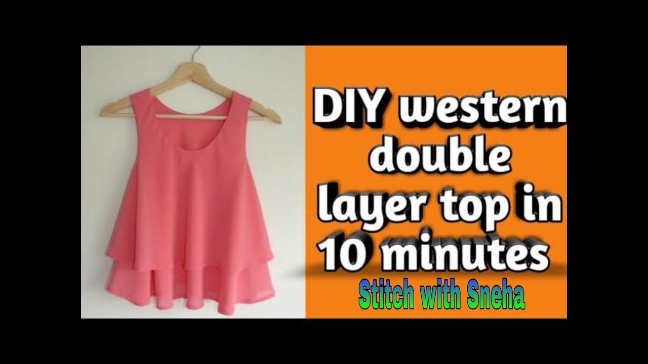 #diy western double layer top,#two layer top,#designer top,#2 लेयर टॉप ...