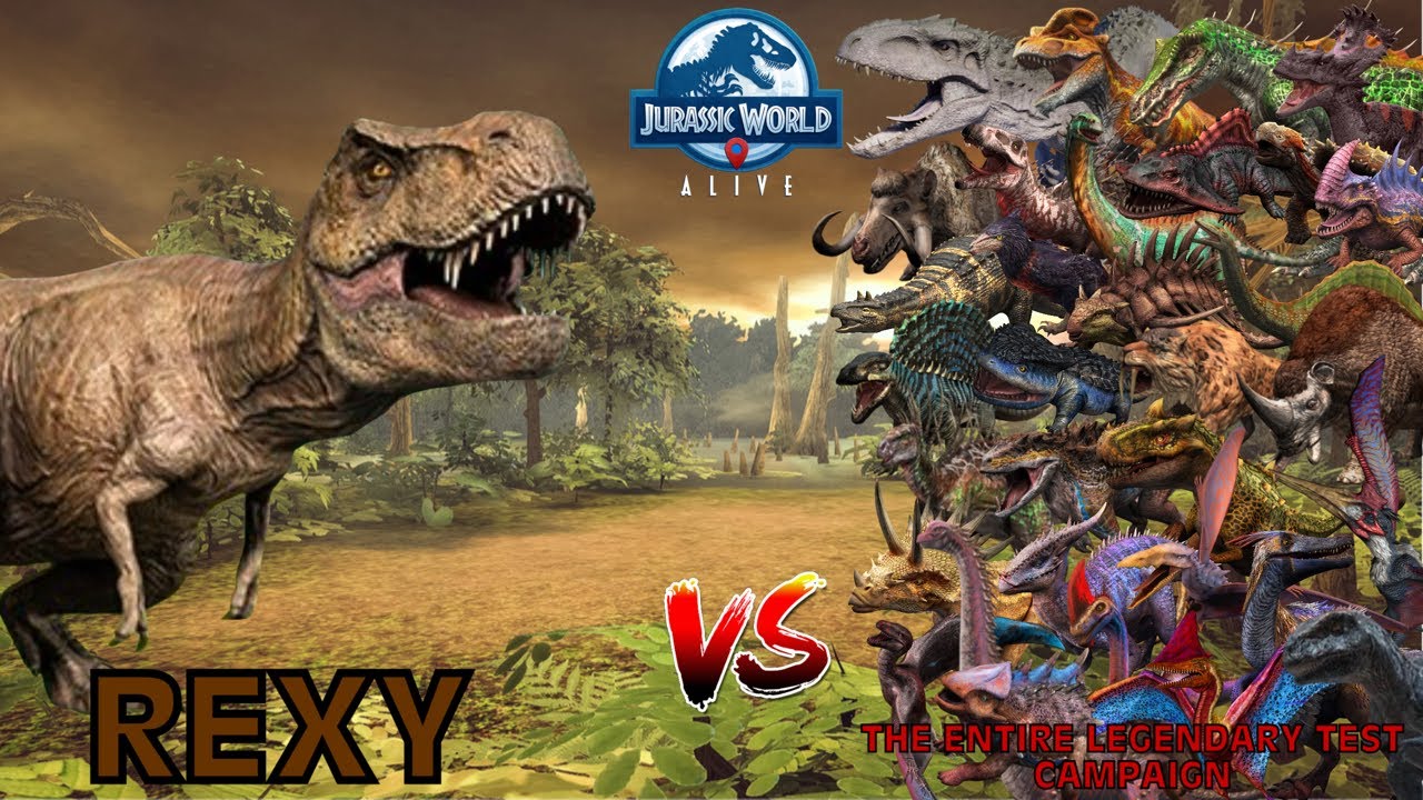 Rexy vs The Entire Legendary Test Campaign - Jurassic World Alive - YouTube