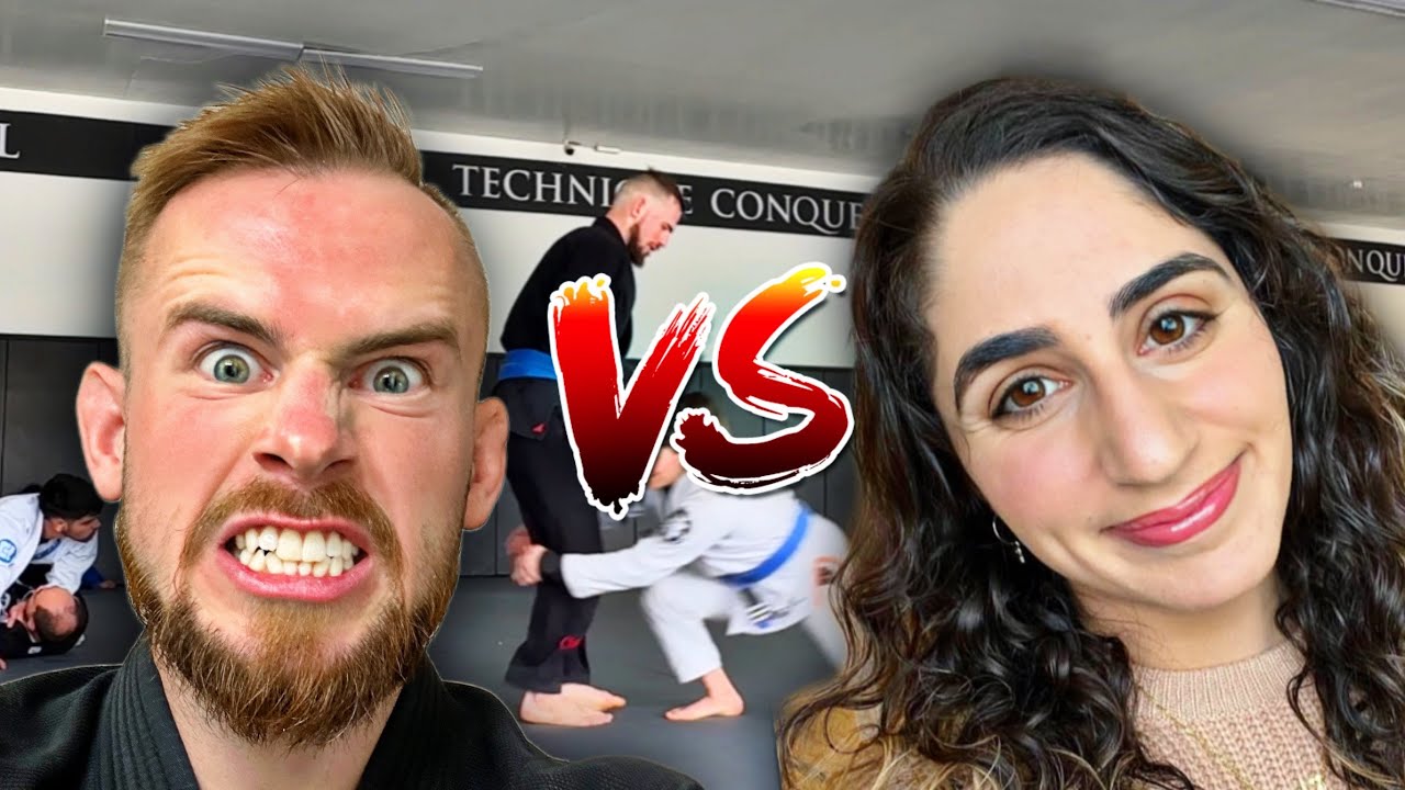 Female blue belt competitor vs. male blue belt (BJJ rolling commentary ...