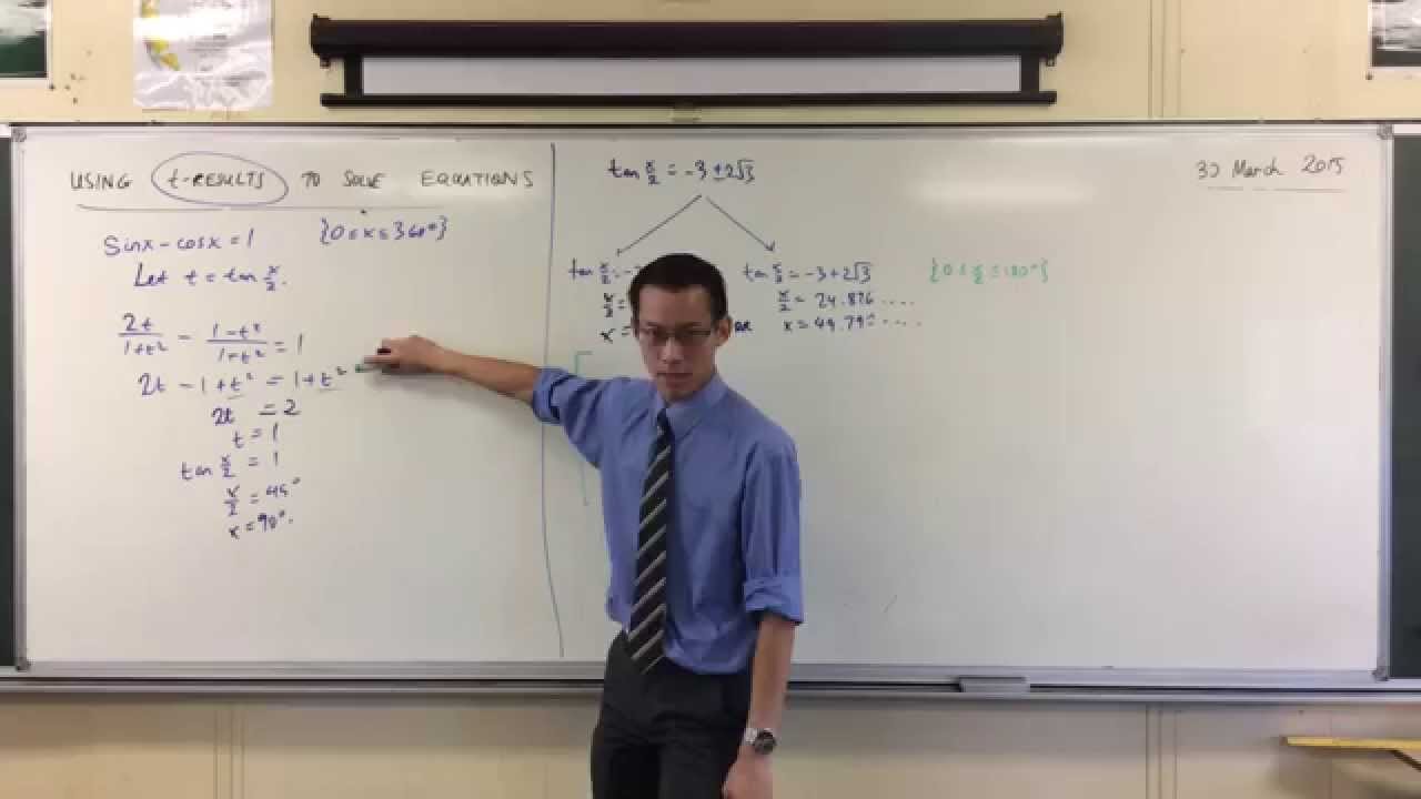 Using t-results to Solve Trigonometric Equations (Example 2) - YouTube