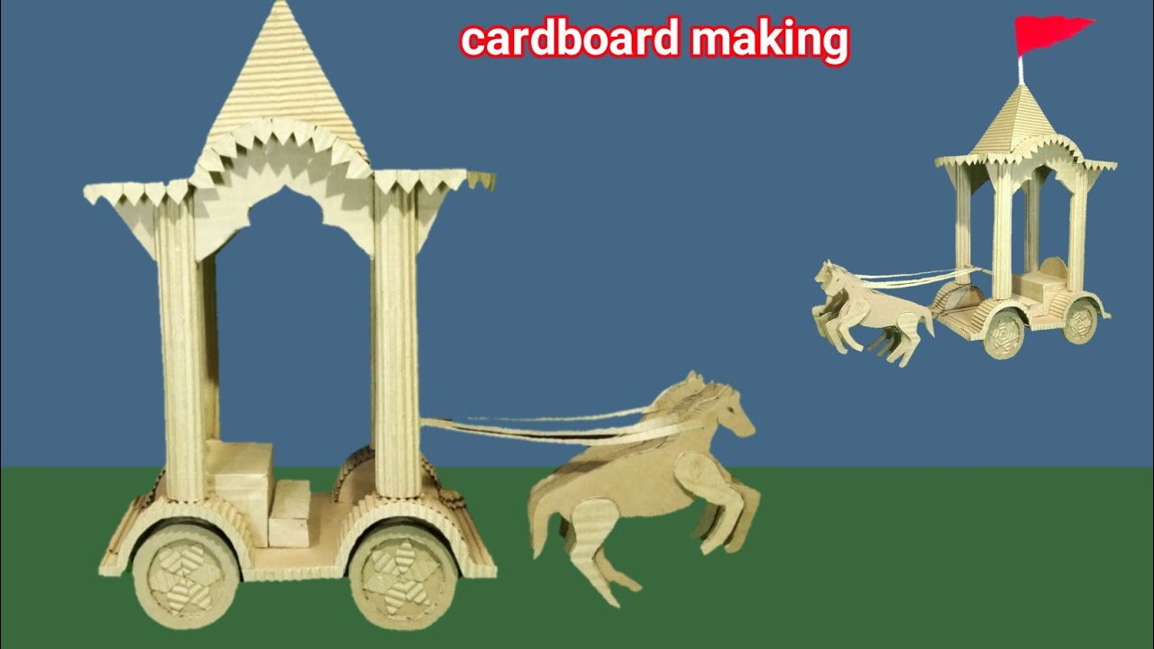 cardboard crafts ideas ! cardboard temple making ! cardboard rath ...
