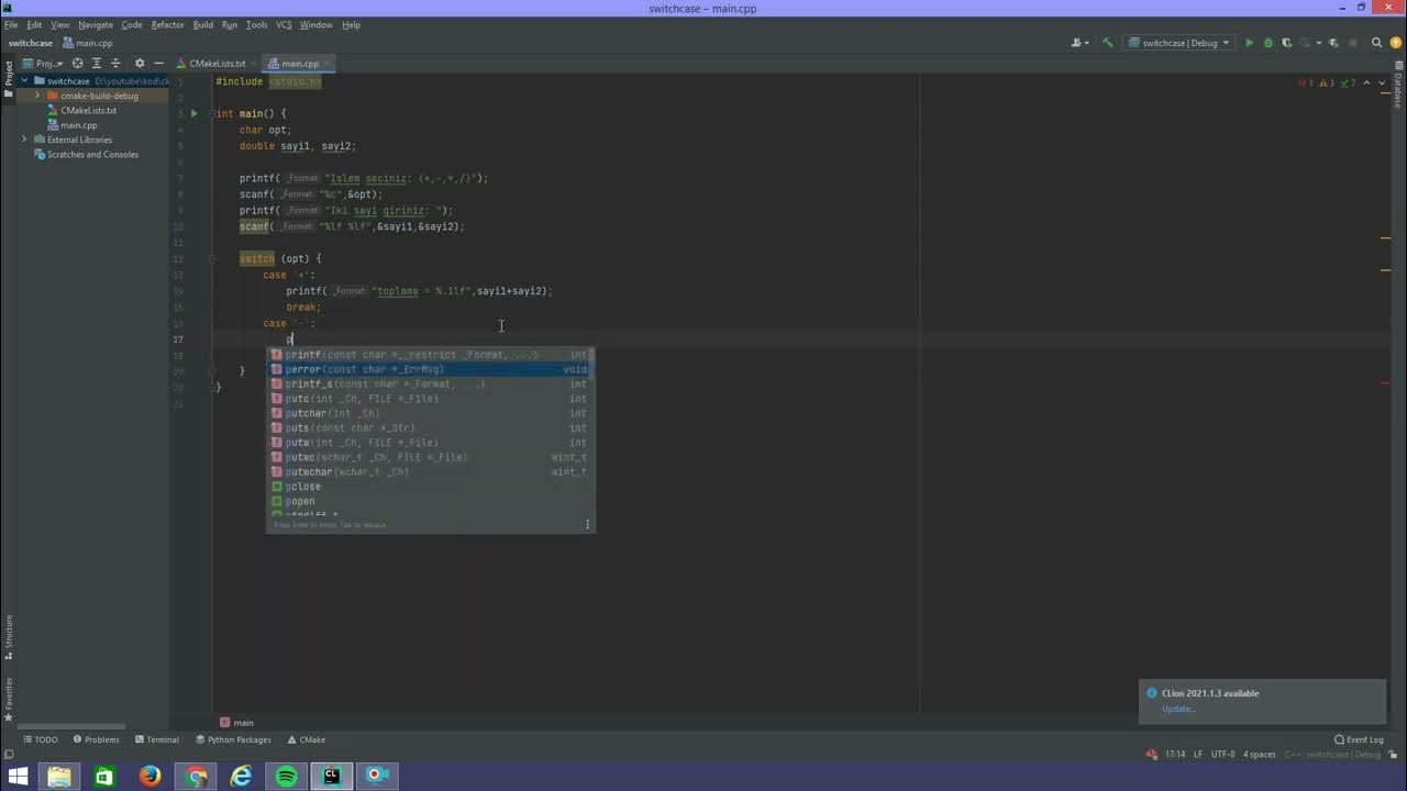 C Programlama ile Switch Case - YouTube