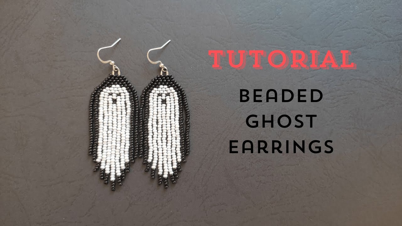 Seed Bead Ghost Earrings Tutorial, Beaded Halloween Earrings Making - YouTube