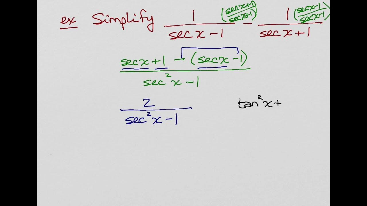 Simplifying trig expressions: Adding fractions - YouTube
