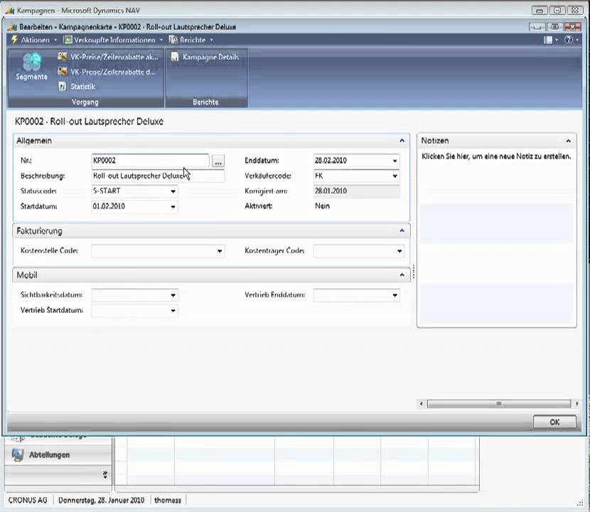 Microsoft Dynamics NAV 2009 - 1.1 Marketingmanager - YouTube