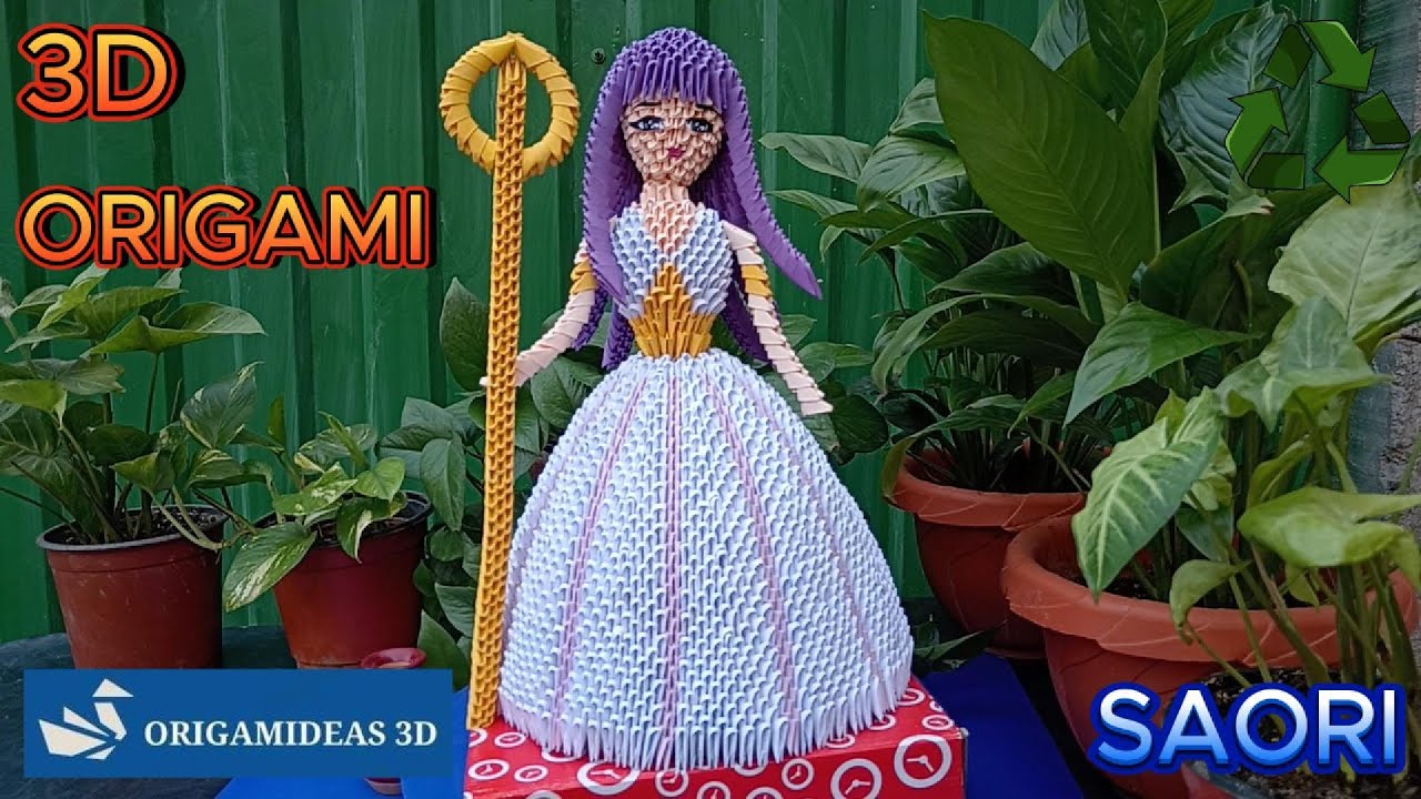 Goddess Athens "Saori" from "Saint Seiya" in 3D Origami - reusable ...