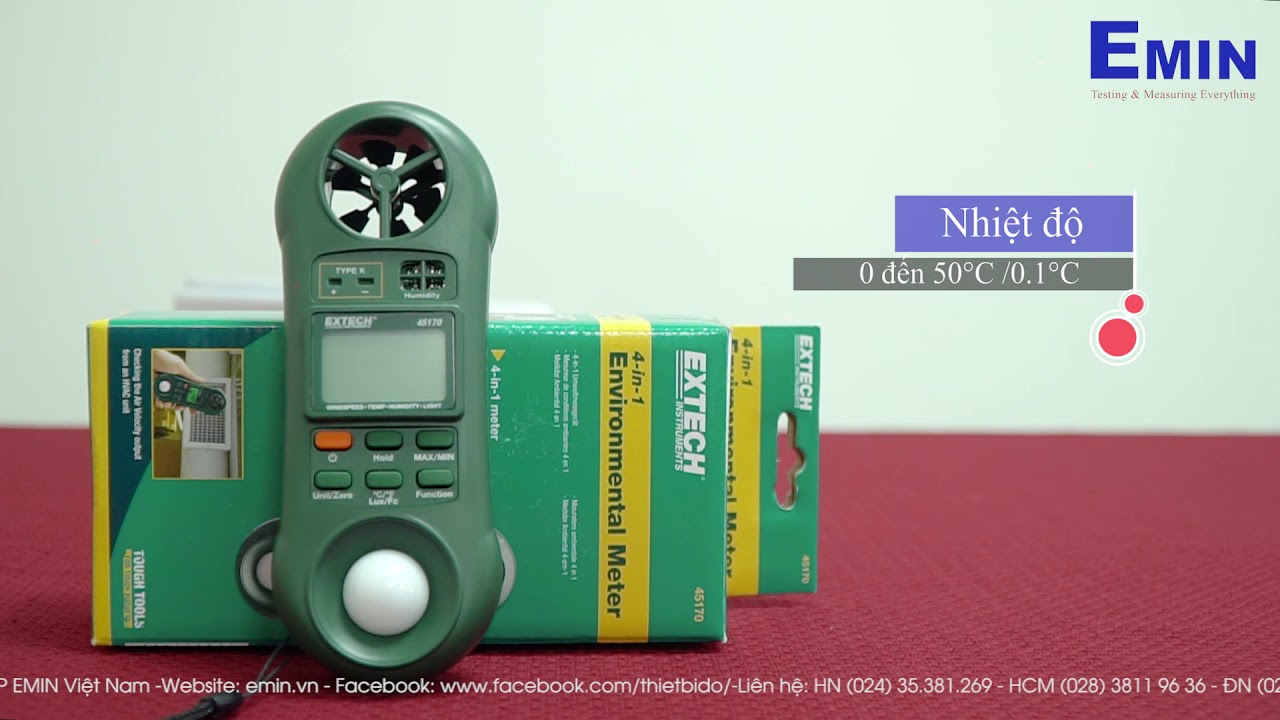 Máy đo nhiệt độ, độ ẩm, tốc độ gió, ánh sáng Extech 45170 - emin.vn ...