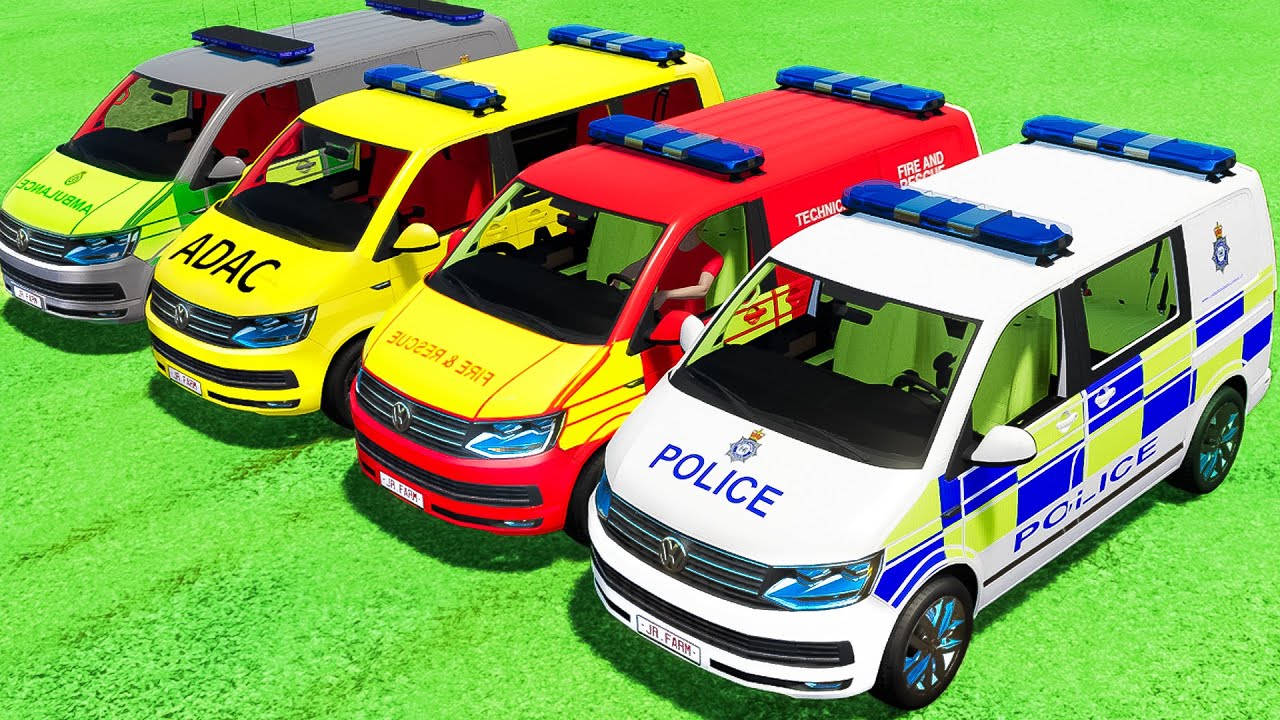 ALL CARS OF COLORS ! POLICE MINIBUS , FIRE DEPARTMENT , ADAC ...