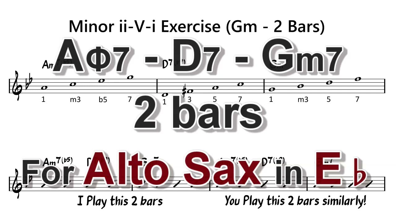 [ Am7b5 - D7 - Gm7 ] 2 Bars ii - V - i Exercises for Alto Sax in Eb ...