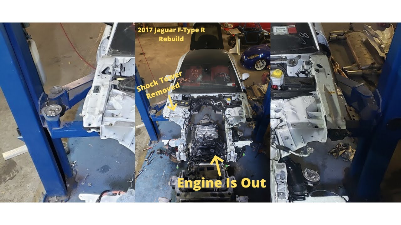 Engine is OUT..2017 Jaguar F-Type R Rebuild Part 4.. - YouTube