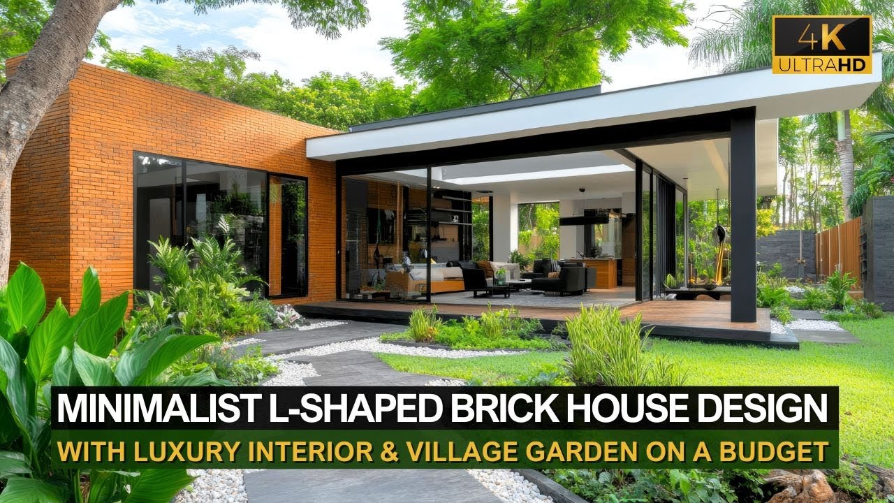 L-Shaped Brick House Design with a Minimalist Luxury Interior & Village ...