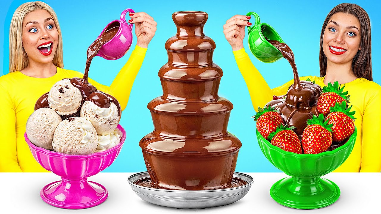 Chocolate Fountain Fondue Challenge | Edible Battle by Jelly DO ...