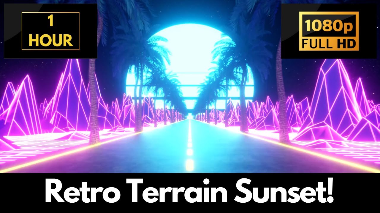 Driving into a Retro Terrain Sunset View – 1 HOUR LOOP Satisfying ...