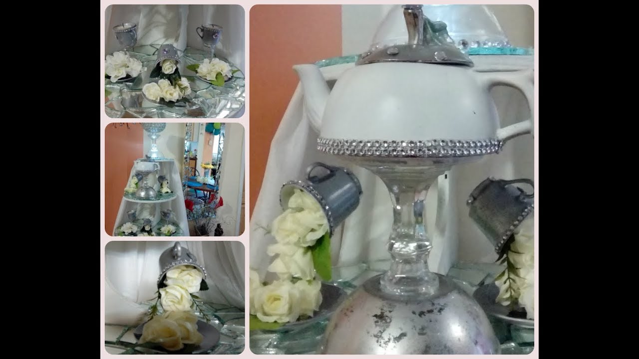 Teacup Floral Waterfall arrangement & teapot.. - YouTube