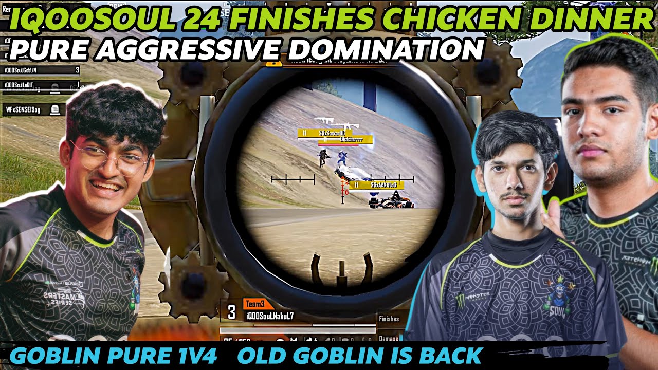 GOBLIN PURE 1V4☠️IQOOSOUL🚀24 FINISHES CHICKEN DINNER🥶BACK 2 BACK FULL ...