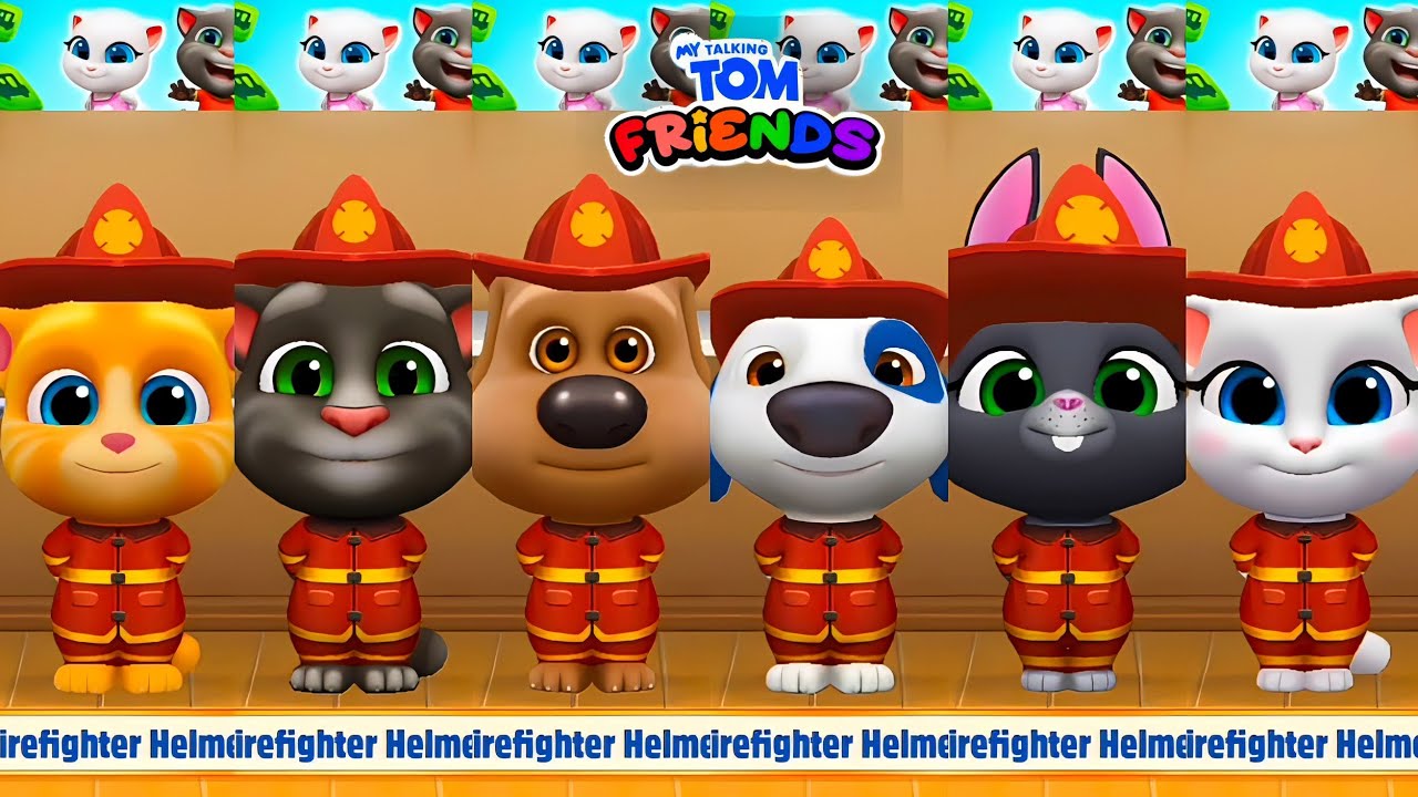 New Fire Fighter Outfit UNLOCKED - My Talking Tom Freinds Look Charming ...