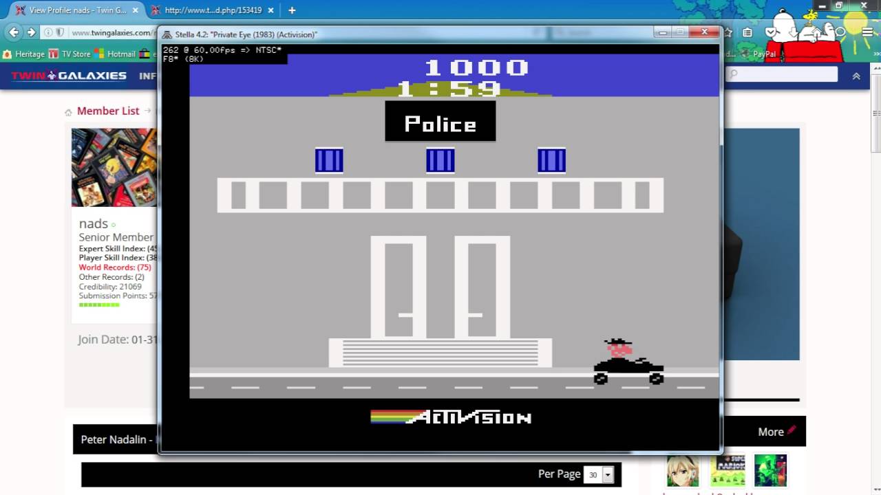 Atari 2600 EMU Private Eye Game 2AA 101600 - YouTube