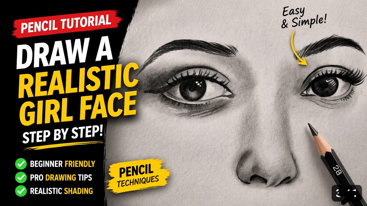 DRAWING tutorial - How to draw a girl FACE step by step - REALISTIC ...