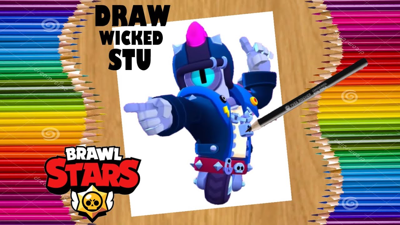 How To Draw NEW BRAWLER Skin WICKED STU easily | Brawl Stars Art STEP ...