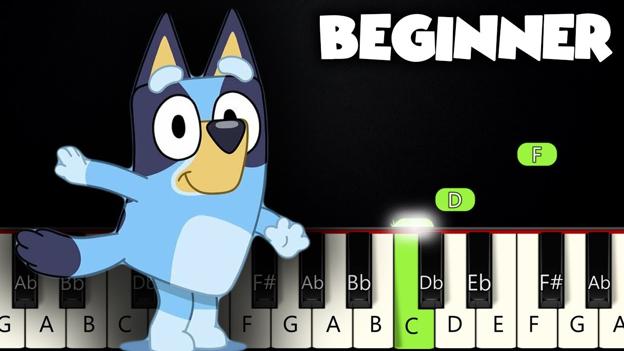 Bluey Theme | BEGINNER PIANO TUTORIAL + SHEET MUSIC by Betacustic - YouTube