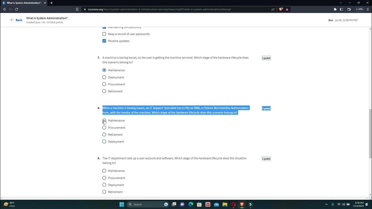 What is System Administration? week 1 quiz answers Coursera | Google IT ...