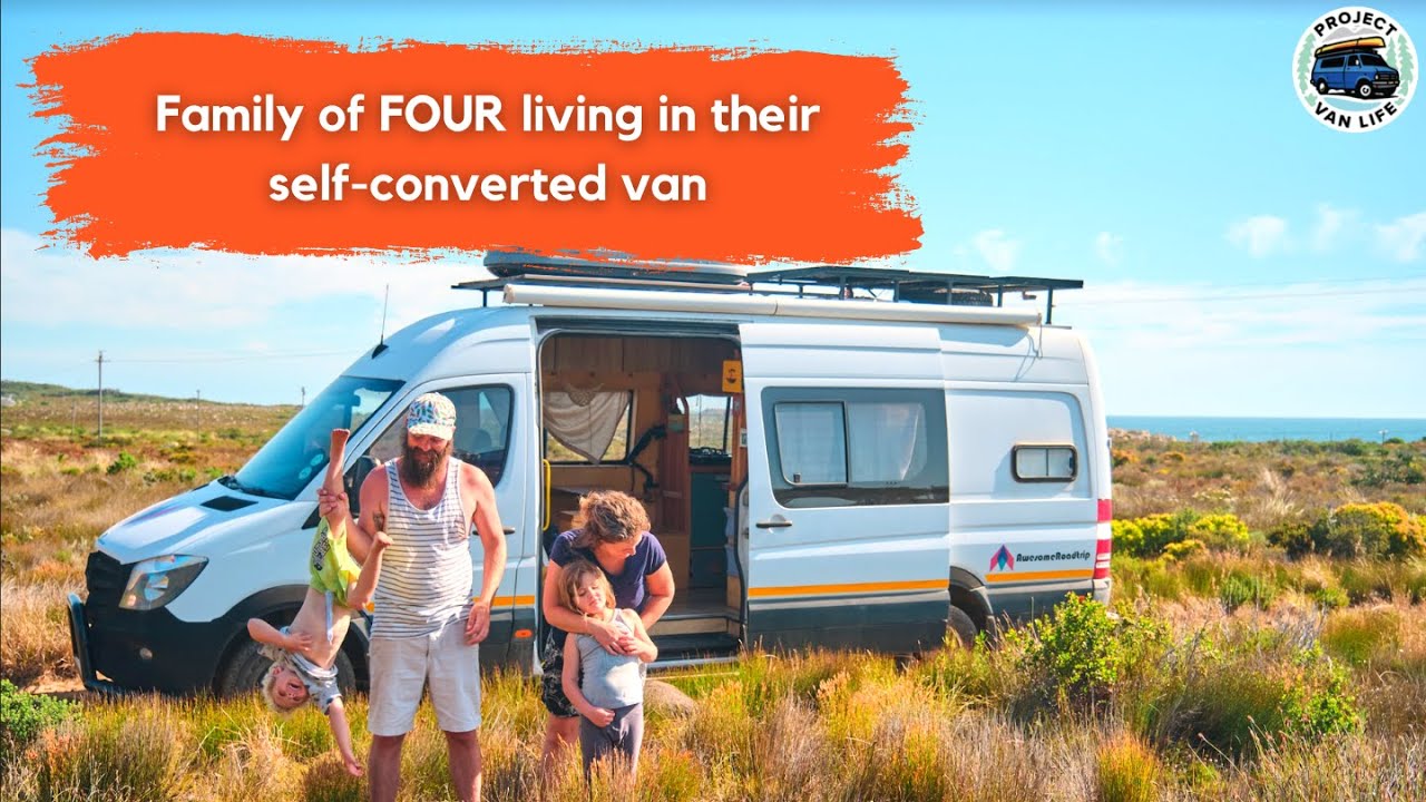 Family of FOUR living in their self-converted van - YouTube