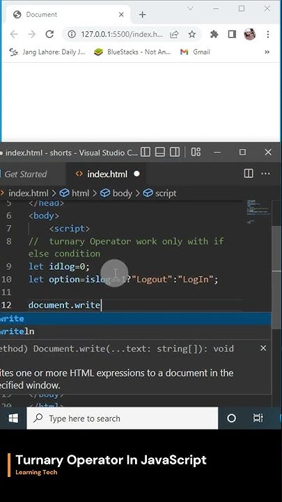 Ternary Operator Javascript Youtube