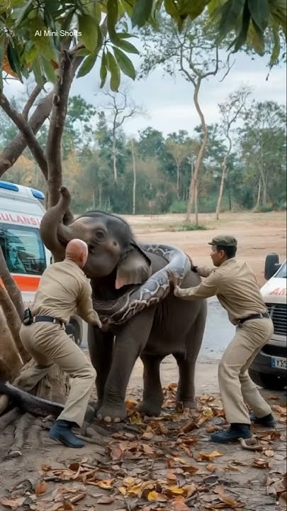Shocking Rescue! Elephant Trapped by a Giant Python! #youtubeshorts ...
