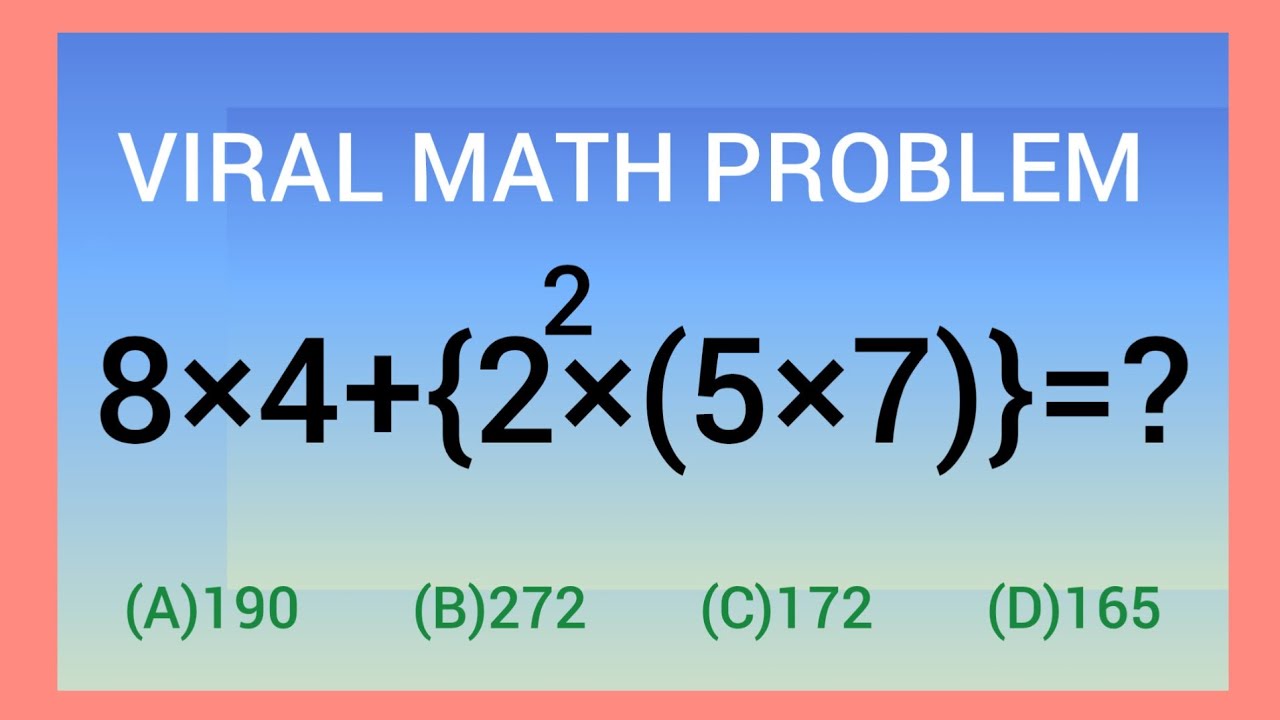 Solve 8×4+{2²×(5×7)}=? // VIRAL MATH PROBLEM @emmanuel-p7 - YouTube