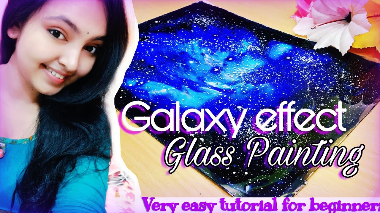 Galaxy painting with Glass colour/ Easy Galaxy Glass Painting/How to ...