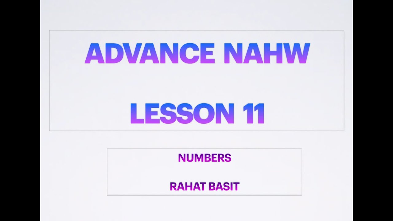 Dream Advance Nahw Lesson 11 NUMBERS - YouTube