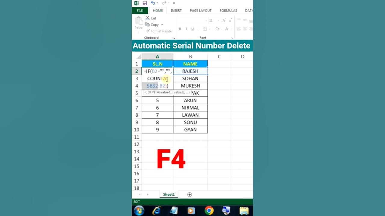 Excel में Serial Number को Auto Delete कैसे करे ।। how to Automatically Serial number Delete # ...